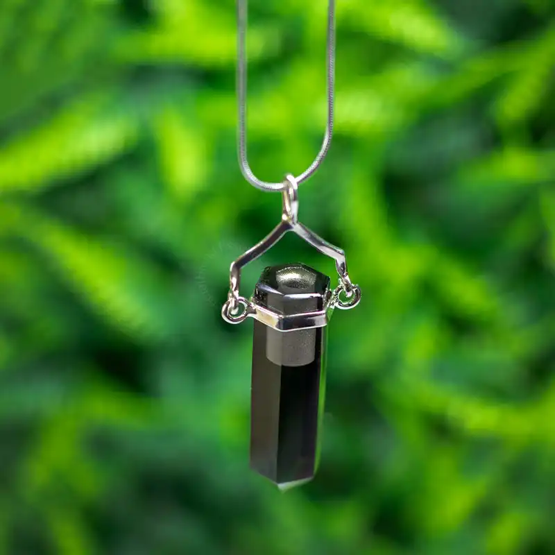 Colar Difusor Pessoal De Cristal Fumê Prateado - Blend Essencial